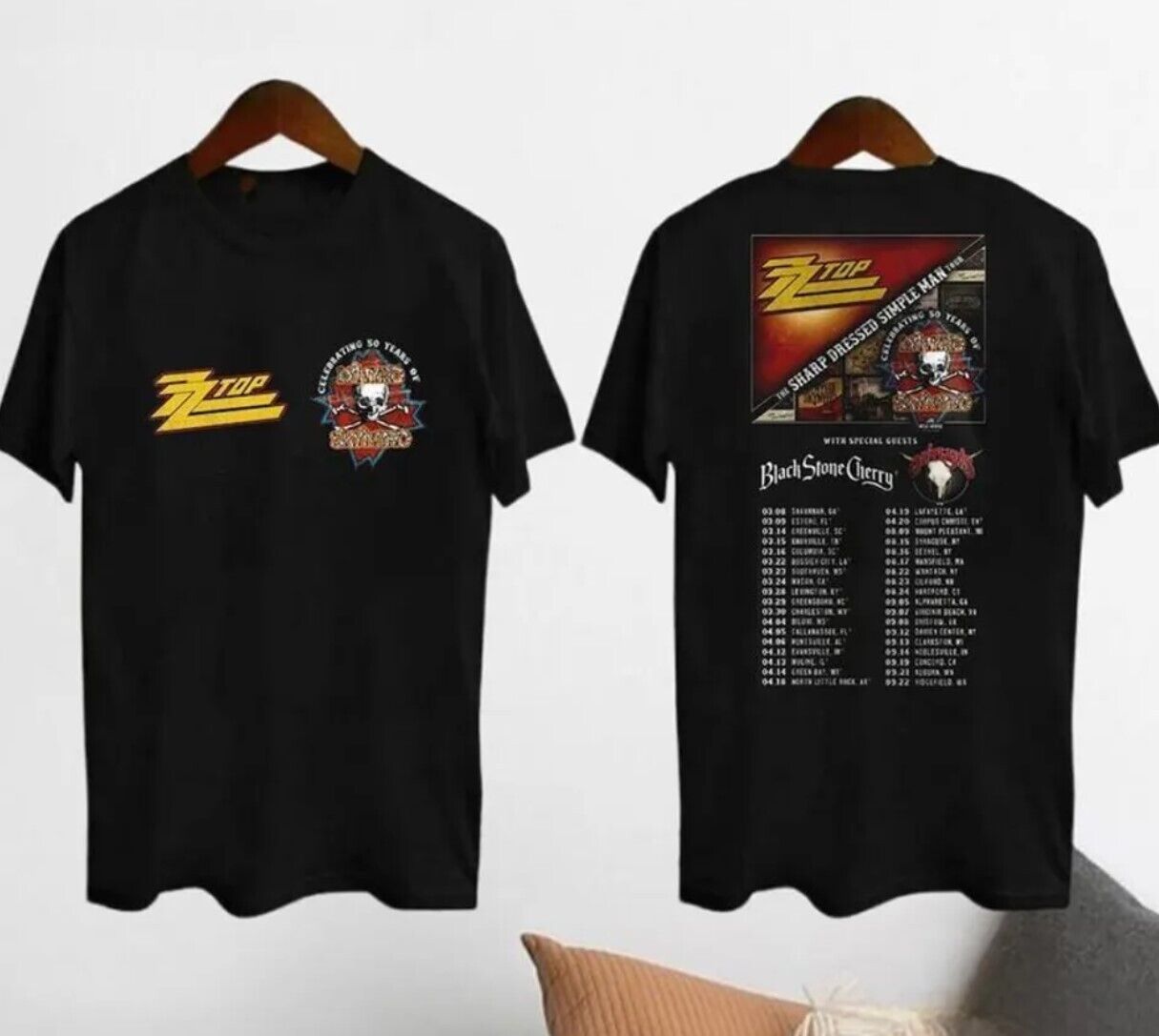 Lynyrd Skynyrd Zz Top Sharp Dressed Simple Man 2024 Tour Shirt. 2 Sided ...
