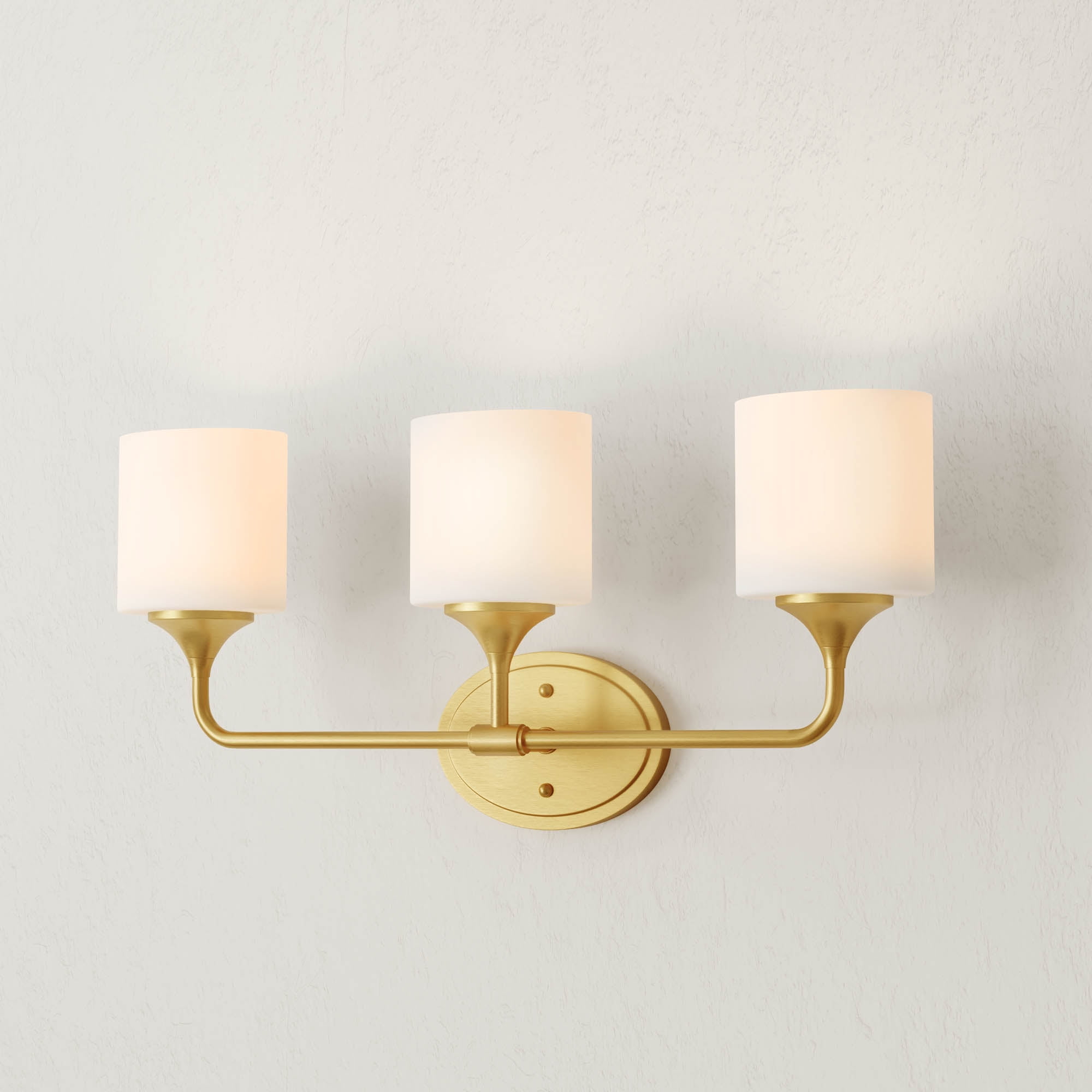 Lynzie Collection Three-Light Brushed Gold Etched Opal Glass Modern ...
