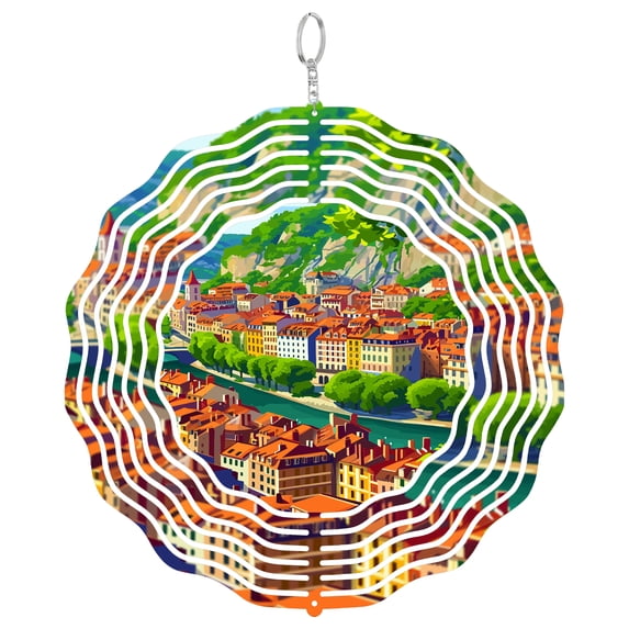 Lyon France Basilica View 3D Wind Spinner Stainless Steel Kinetic Yard ...