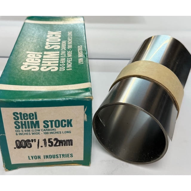 Lyon Industries Steel Shim Stock Roll .006 in, / .152mm, 0.006 in x 100 in x 6 in QQ-S-698 LOW ...