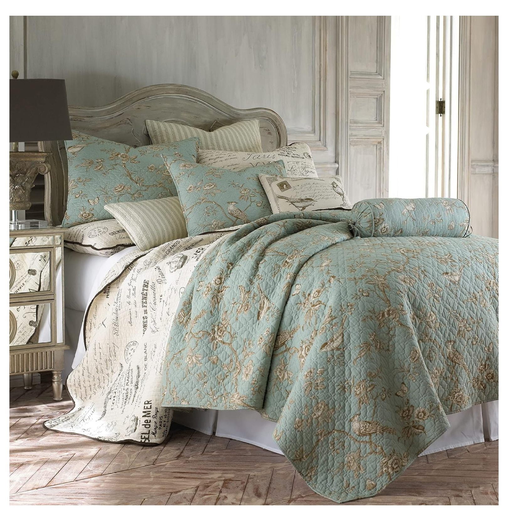 - Lyon Teal Quilt Set - Full/Queen Quilt + Two Standard Pillow Shams ...