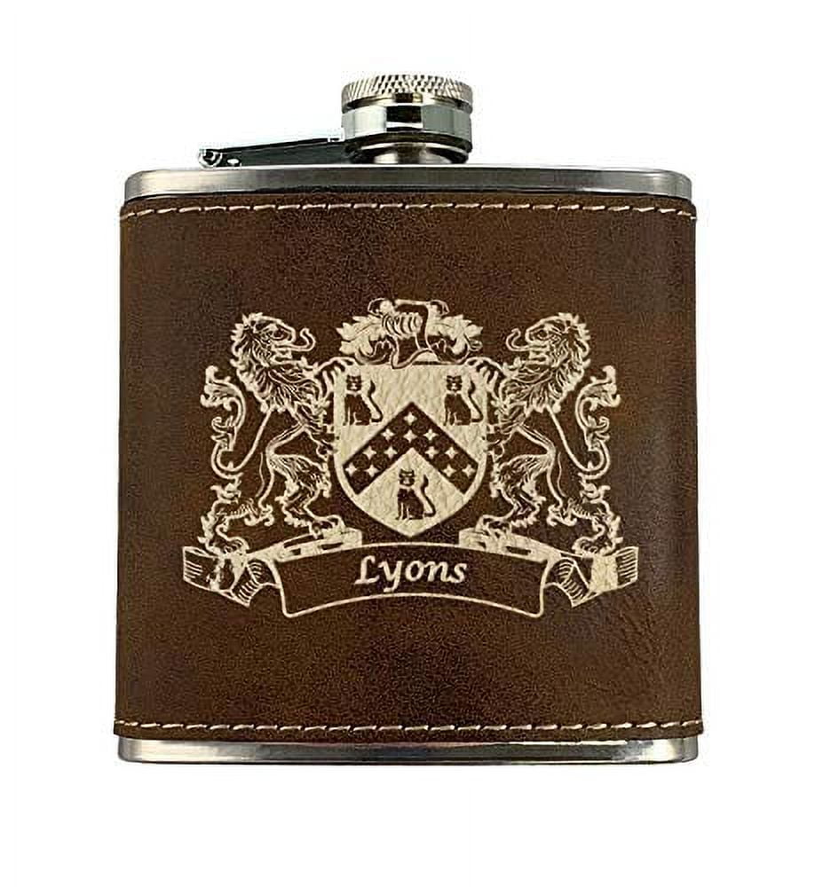 Lyons Irish Coat of Arms Leather Flask - Rustic Brown - Walmart.com