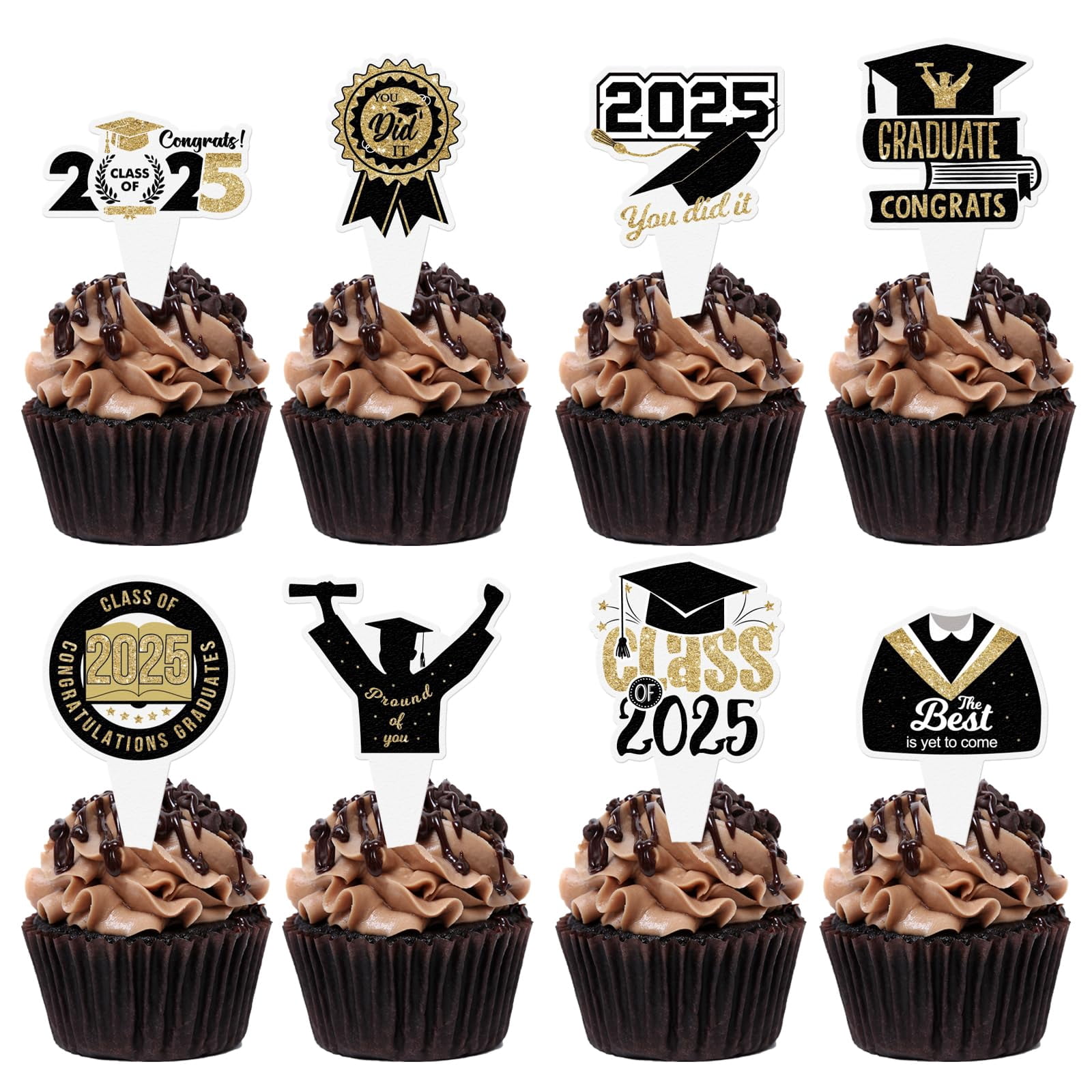 Lyosehy 48PCS 2025 Graduation Cupcake Toppers Class KMC2of 2025 Cupcake ...