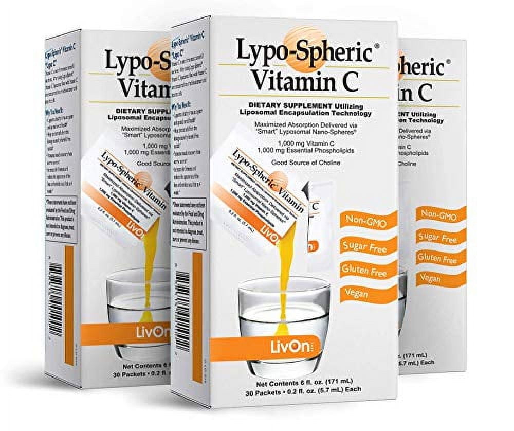 Free Shipping! Lypo Spheric Vitamin C 3 Cartons 90 Packets 1 000 mg Vitamin C 1 000 mg Essential ...