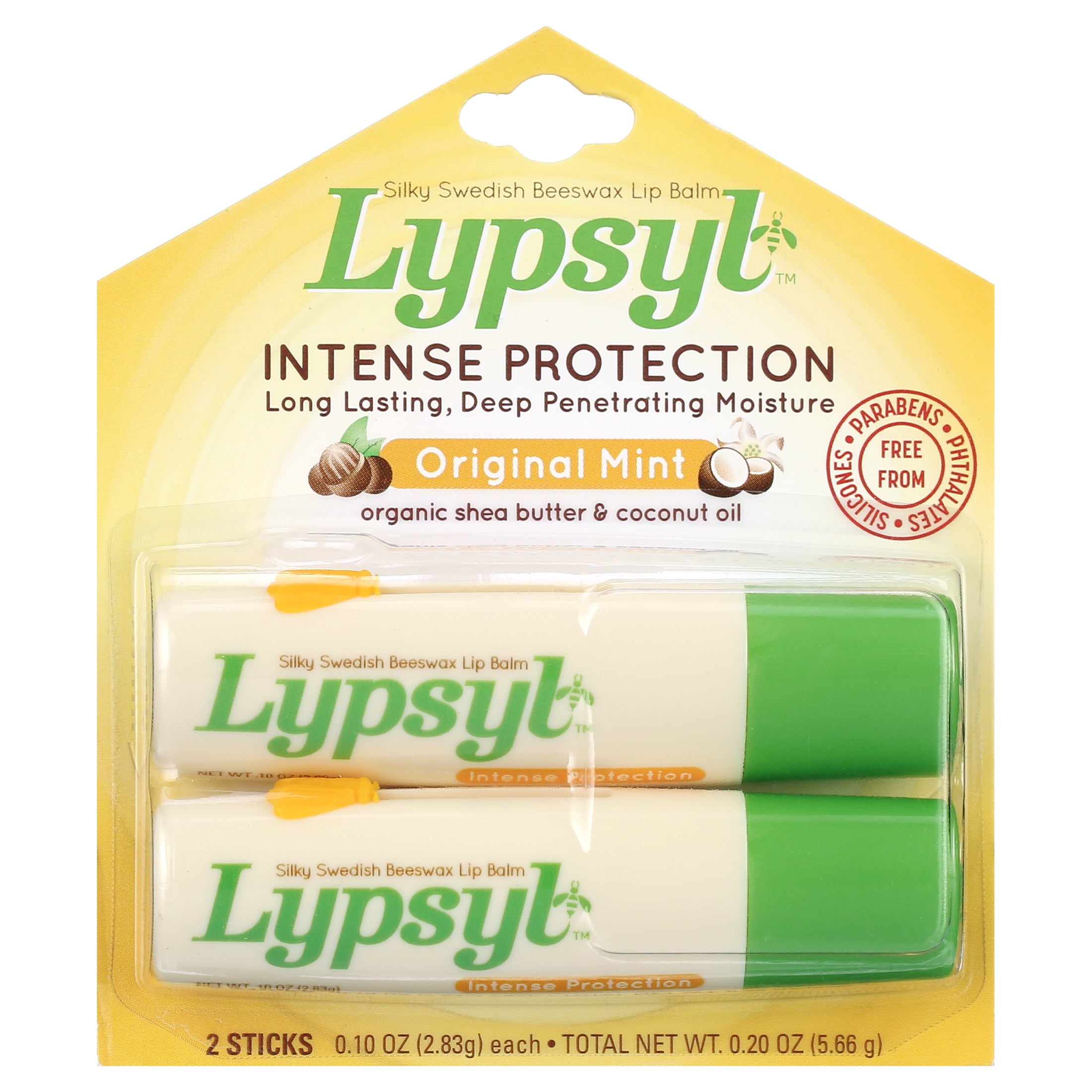 Lypsyl Original Mint Lip Balm, Intense Protection Lip Moisturizer Twin ...
