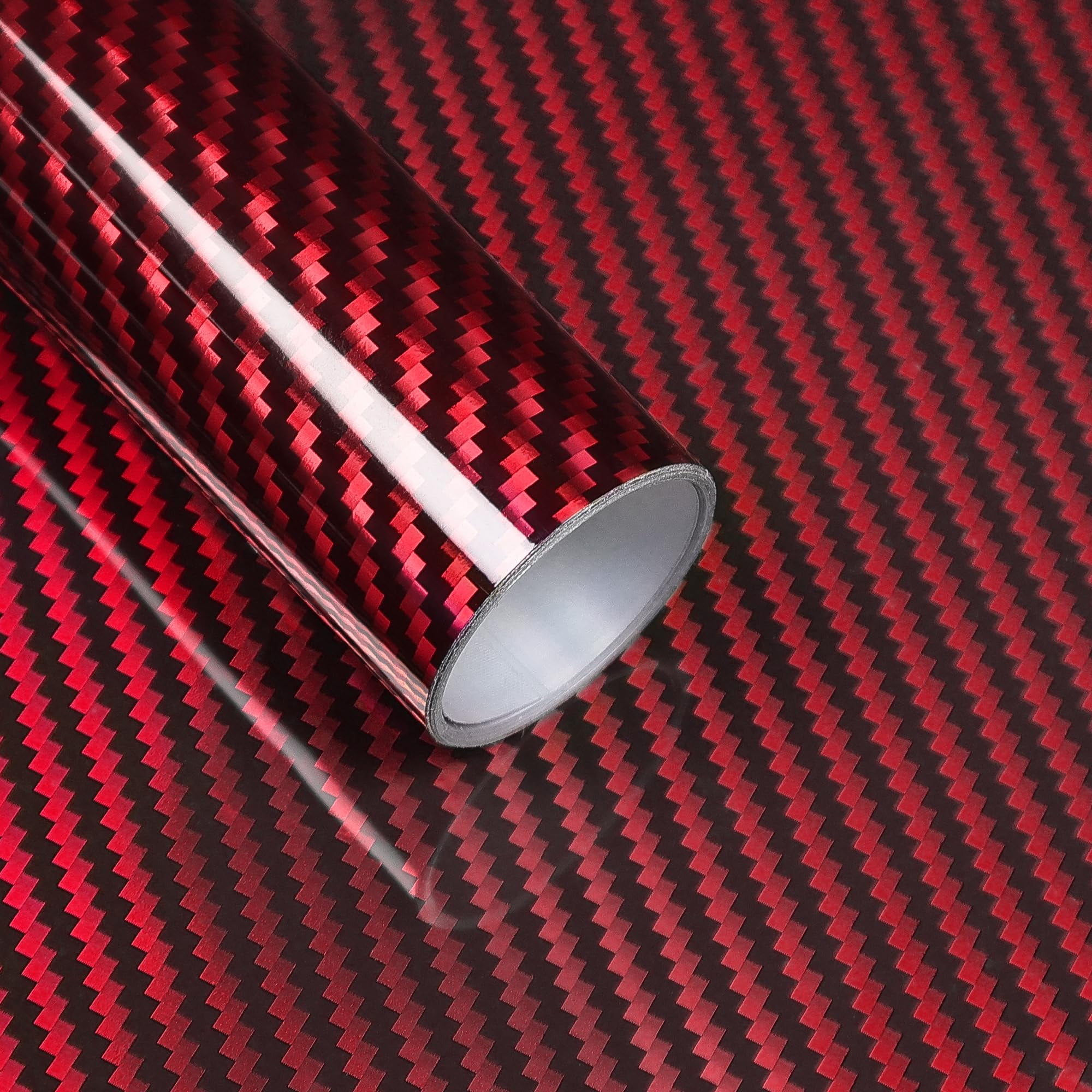 Lypumso 2D Holographic Carbon RRF12 Fiber Vinyl Wrap, Red Chrome ...