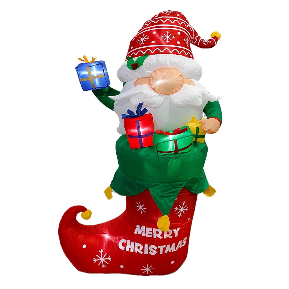 Lyqzj 5FT Giant Inflatables Santa Claus with Gifts Built-in LED Lights ...