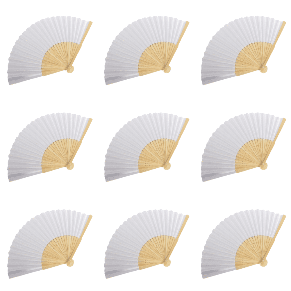 Lyqzj Blank White DIY Paper Bamboo Folding Fan for Hand Practice ...