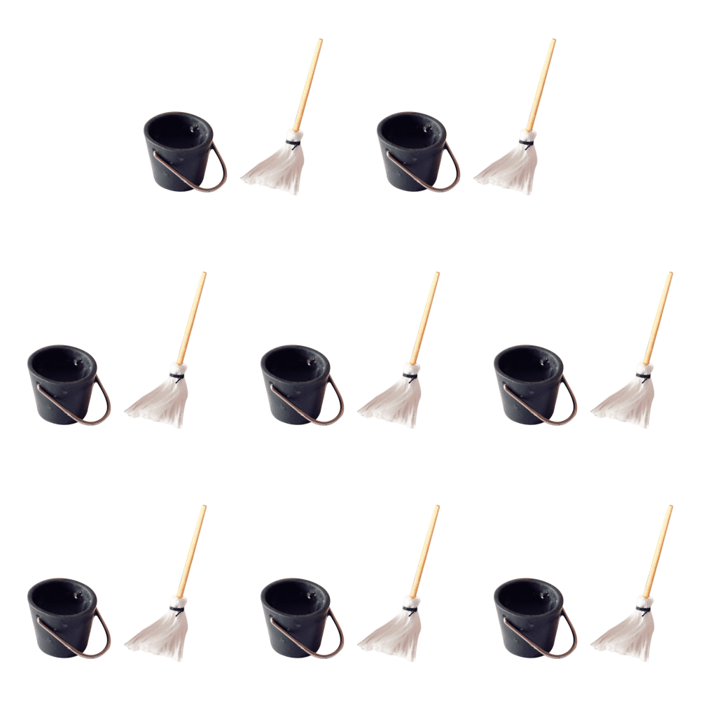 Lyqzj Mini Mop Bucket Cleaning Tools Reusable Set Props for 1/12 Model ...