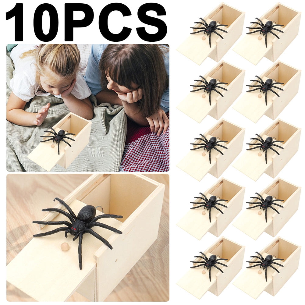 Lyqzj Spider Wooden Box Funny Play Joke Toy Durable Jump Scare Toy for ...