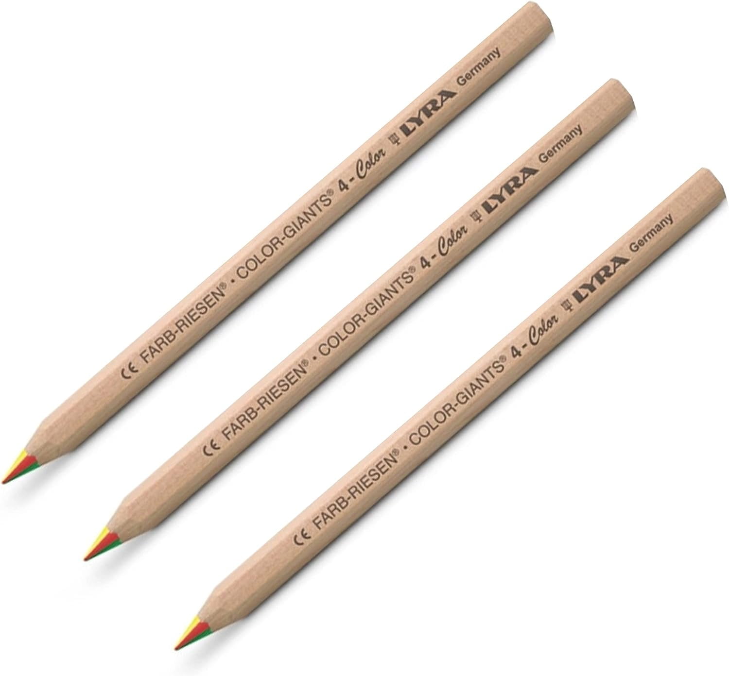 Lyra 4-Color Giant Super Jumbo Coloring Pencils - Natural Wood Finish ...