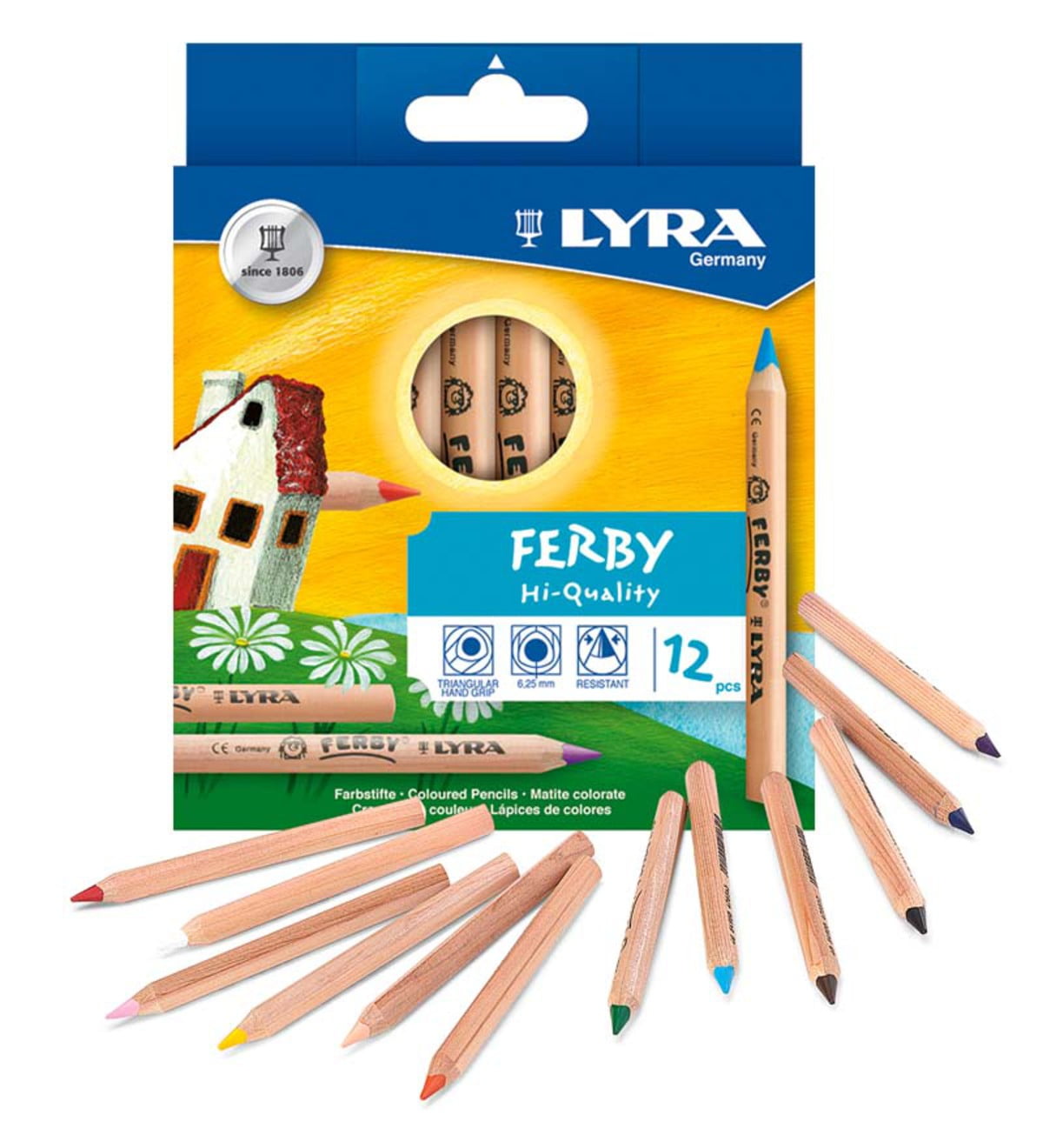 Lyra Ferby Colored Pencils - 6.25mm Triangular - Unlacquered - 12 ...