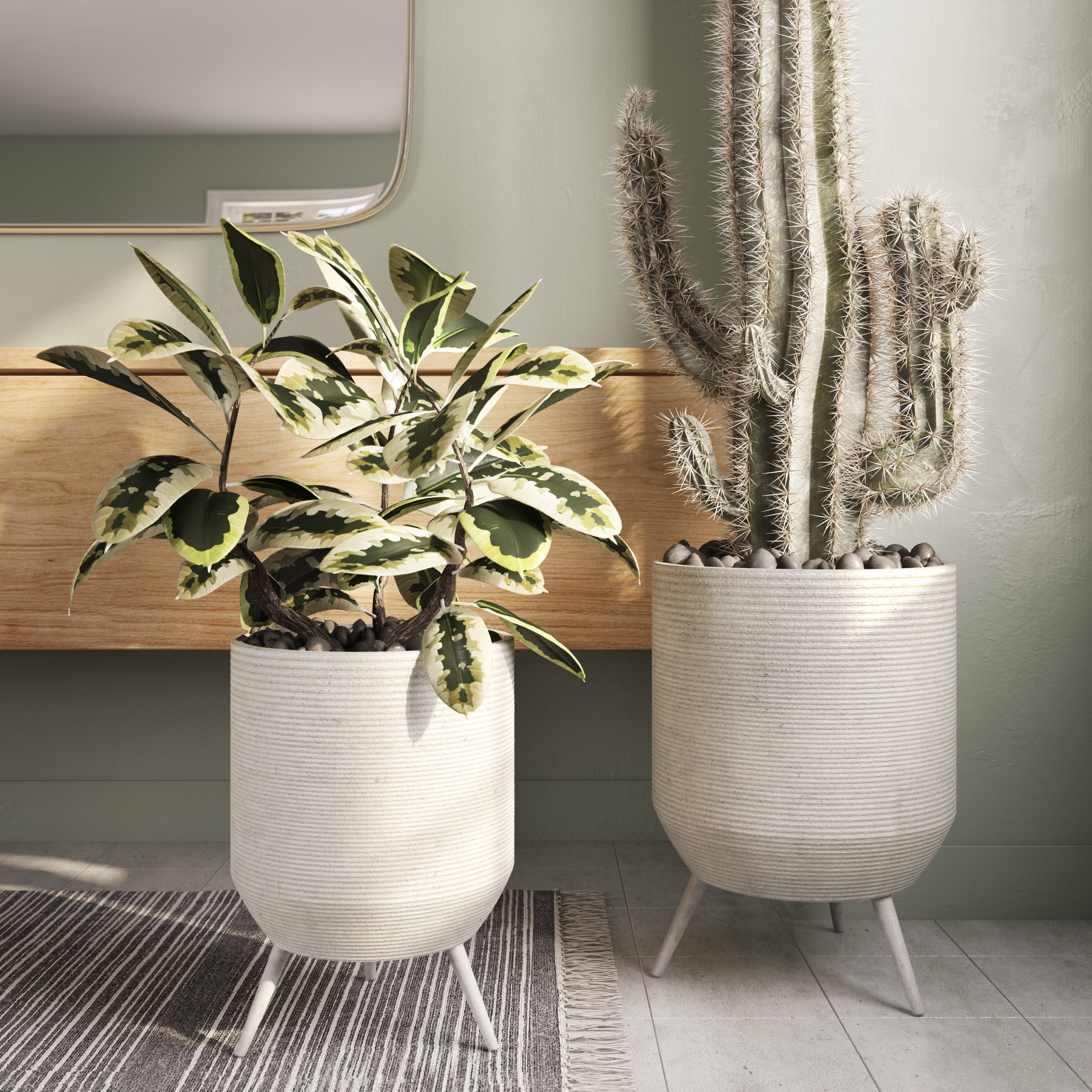 Lyra Large Modern Planters (Set of 2) - Walmart.com
