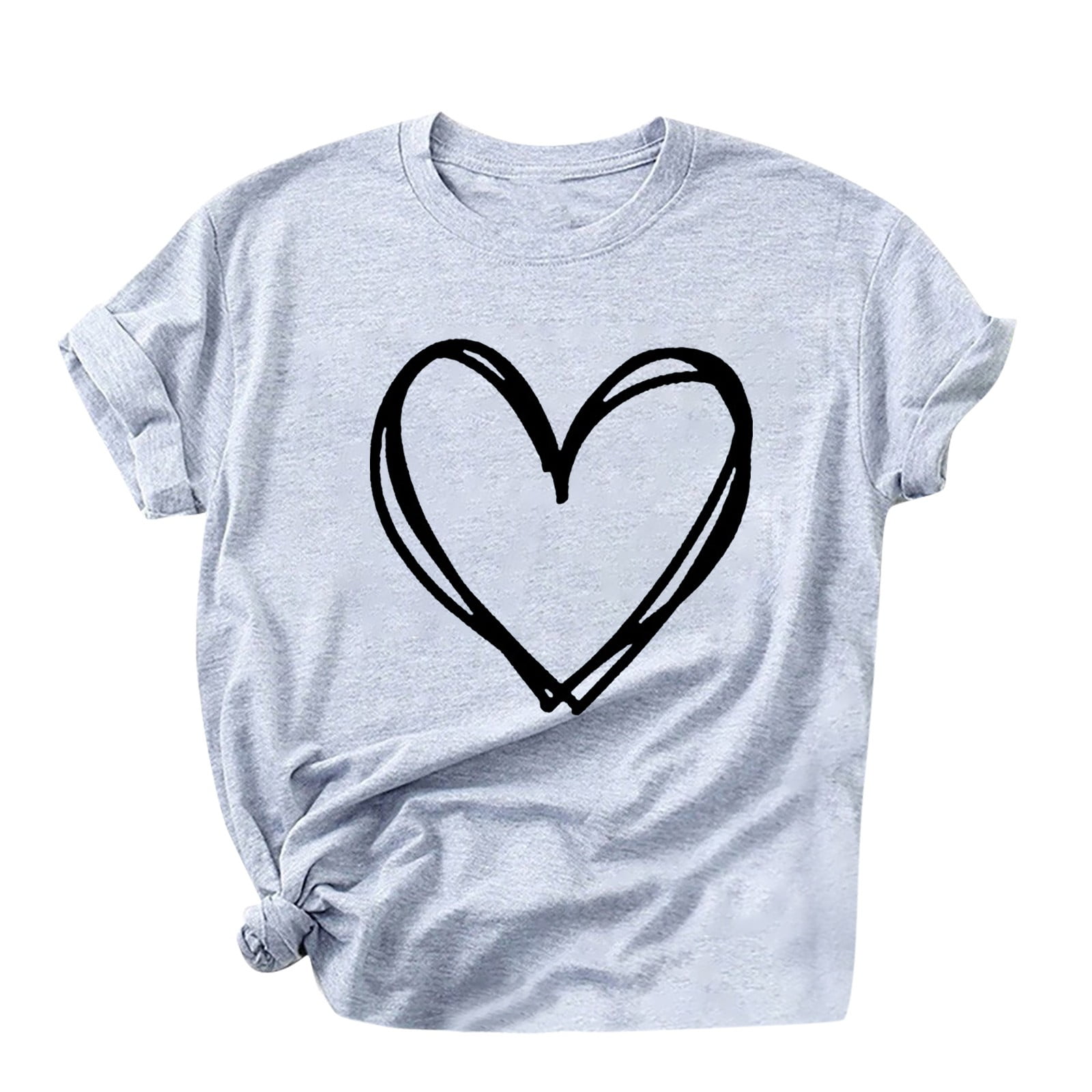 Lyrcatrment Cute Tops for Women Summer Shirts Crewneck Loose Short ...