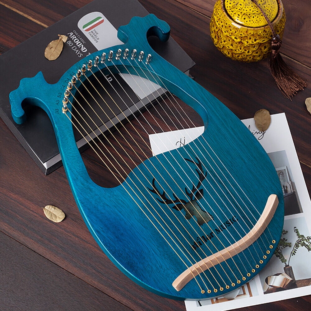 Lyre Harp 16 Metal String Mahogany Body With Tuning Wrench Spare String ...