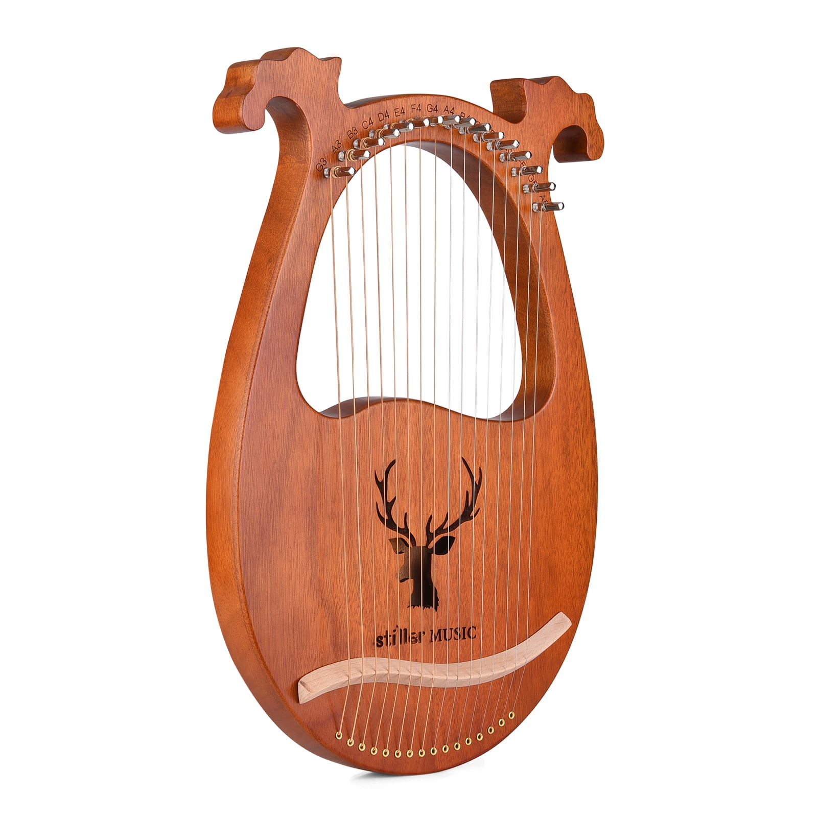 Lyre Harp,Wood With Pattern Hammer Cloth Picks 16 Harp Wood With ...