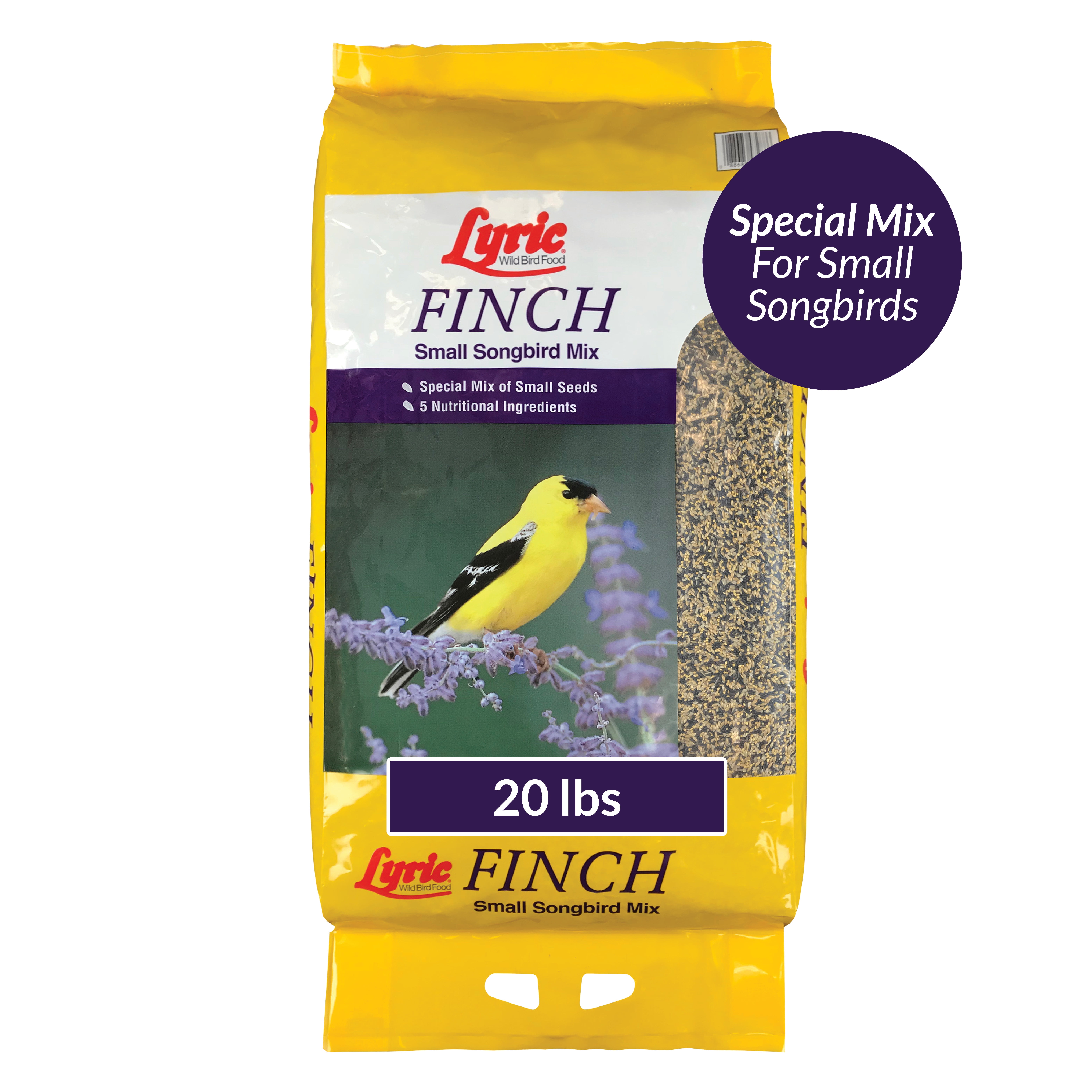 Lyric Finch Wild Bird Seed, 20 lb Bag, Nyjer, Millet, Sunflower Mix for ...