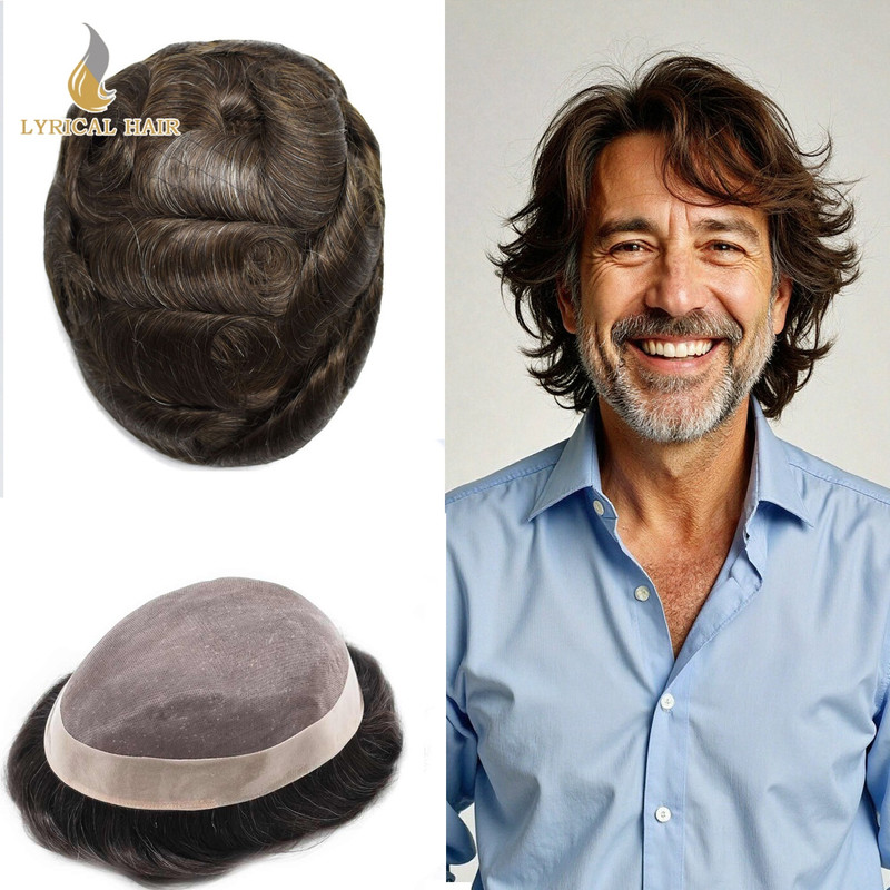 Lyrical Hair Toupee for Men Fine Mono Mens Toupee Human Hair ...