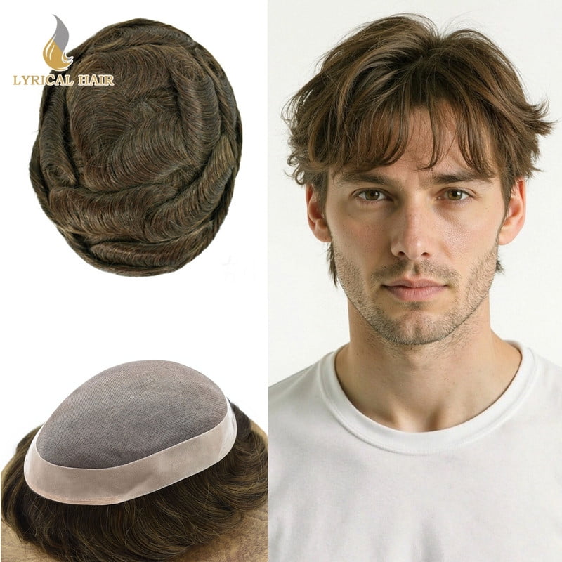 Lyrical Hair Toupee for Men Fine Mono Mens Toupee Human Hair ...