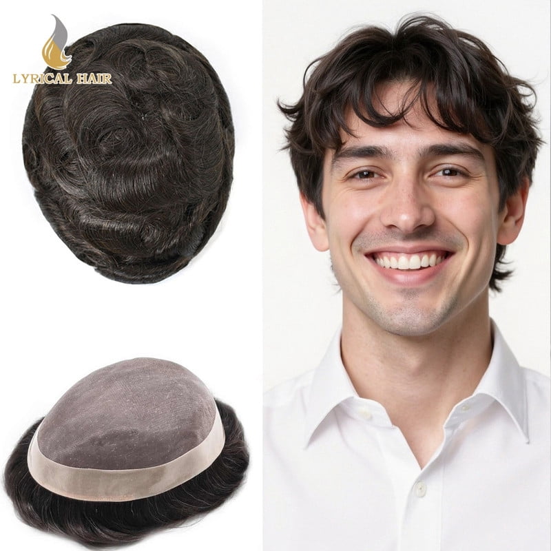 Lyrical Hair Toupee for Men Fine Mono Mens Toupee Human Hair ...