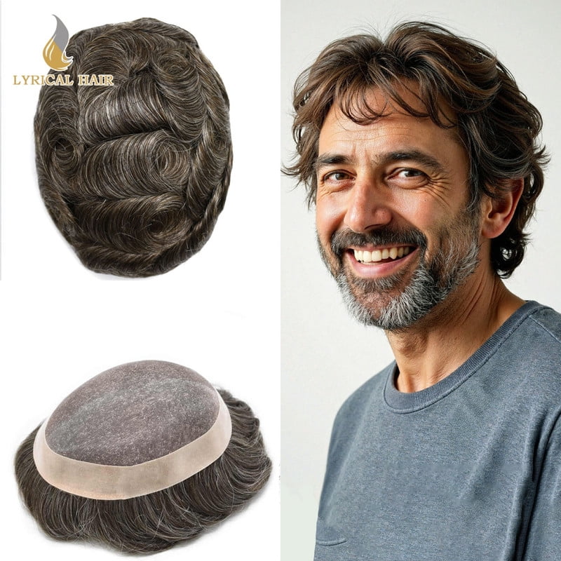 Lyrical Hair Toupee for Men Fine Mono Mens Toupee Human Hair ...