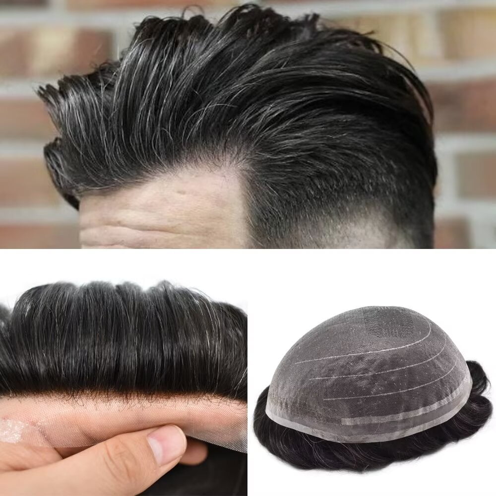 Lyrical Hair Toupee for Men Hair System for Man Siwss Super Welded Lace Mens Hairpieces Human ...