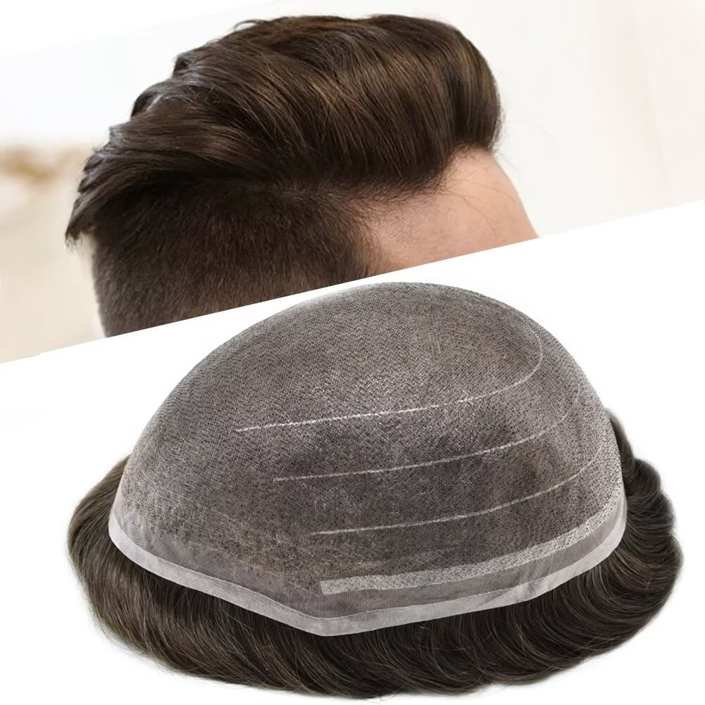 Lyrical Hair Toupee for Men Hair System for Man Siwss Super Welded Lace Mens Hairpieces Human ...