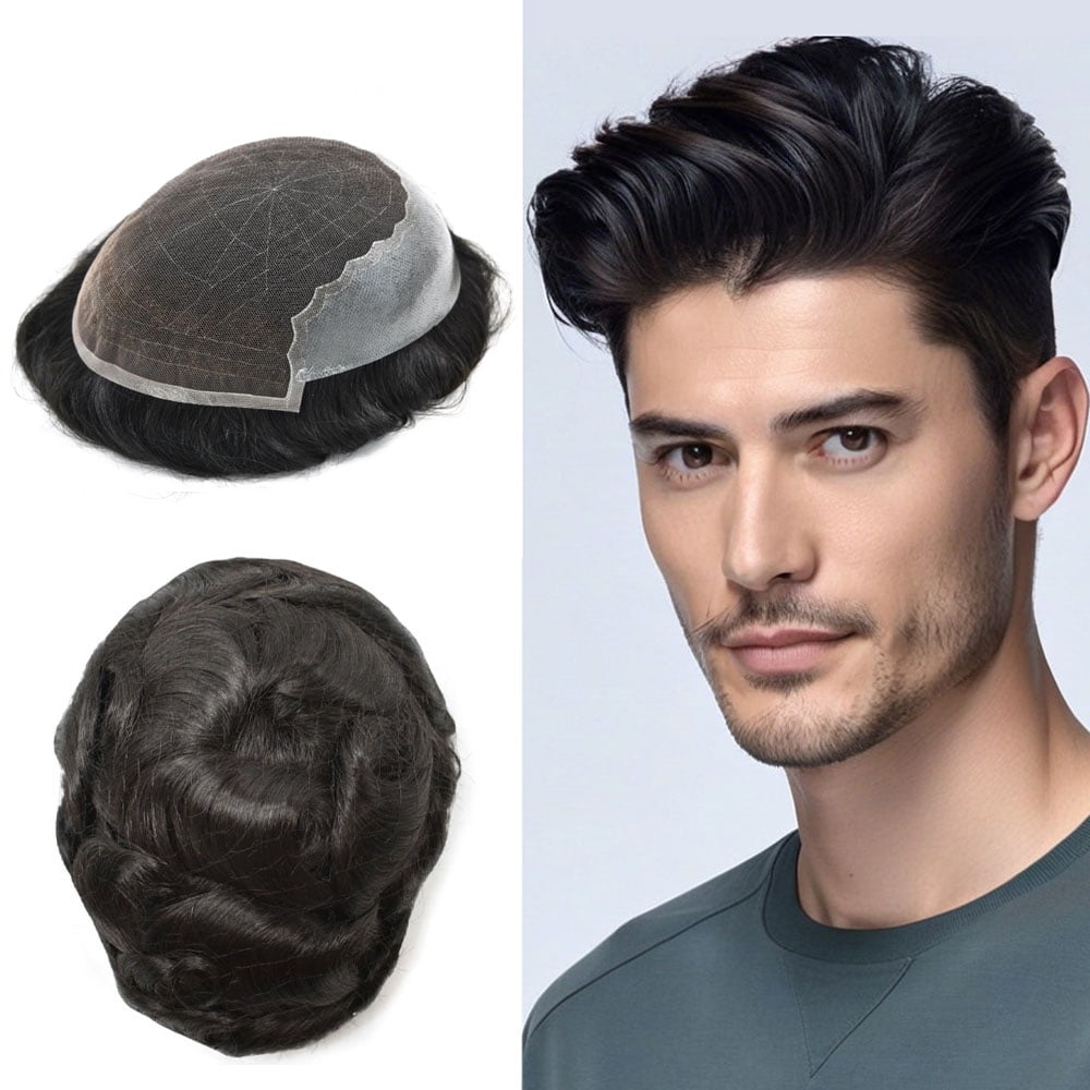 Lyrical Hair Toupee for Men Lace Front Mens Toupee Hair Piece Human ...