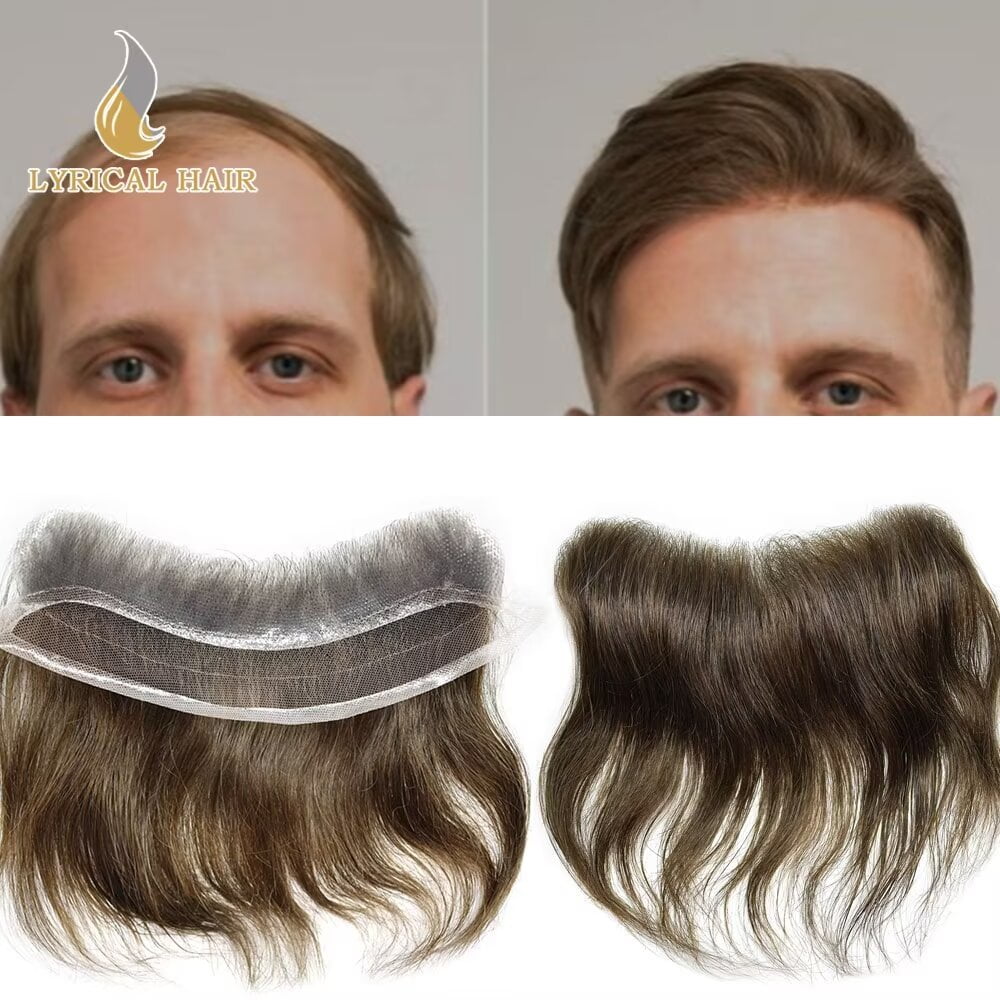 Lyricalhair Mens Frontal Hairpiece Human Hair Mens Toupee for receding ...