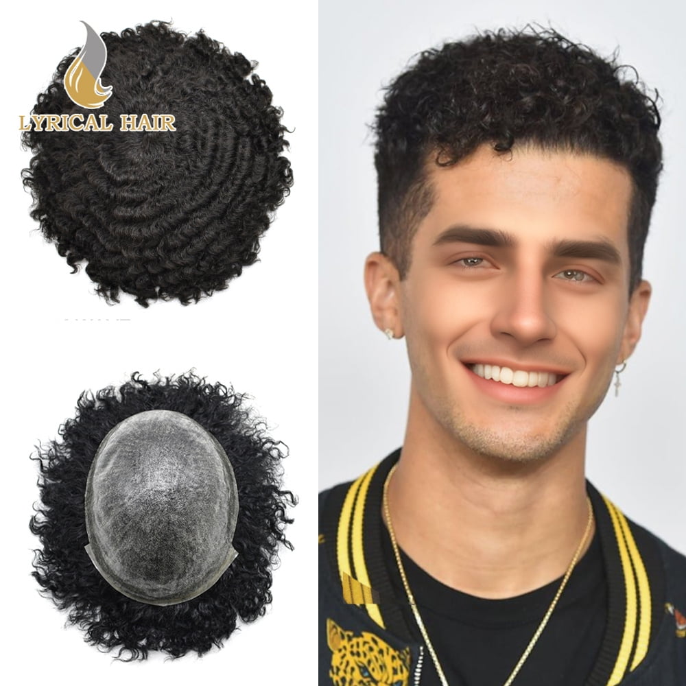 Lyricalhair Toupee for Men 12MM Kinky Curly Hairpieces for Man ...