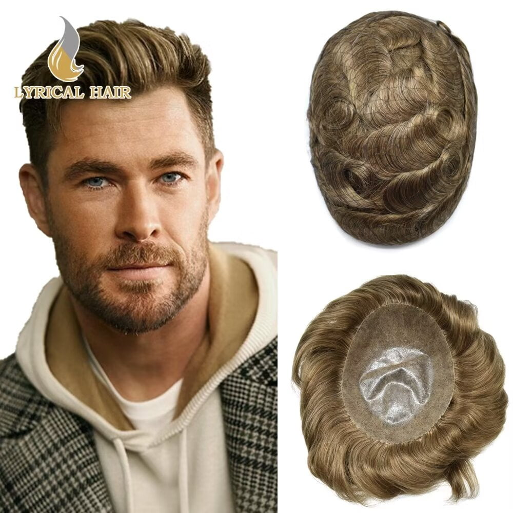 Lyricalhair Toupee for Men Durable Full PU Mens Toupee Human Hair ...