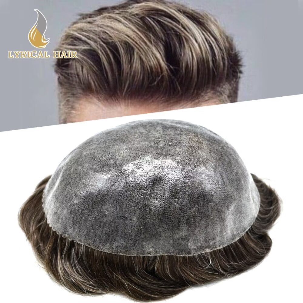 Lyricalhair Toupee for Men Durable Full PU Mens Toupee Human Hair ...