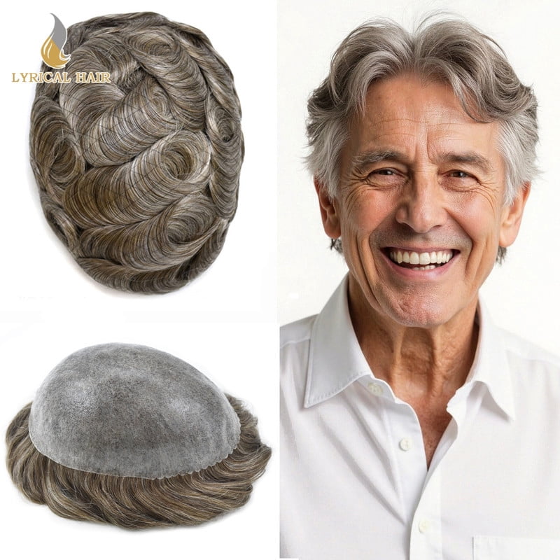 Lyricalhair Toupee for Men Durable Full PU Mens Toupee Human Hair ...