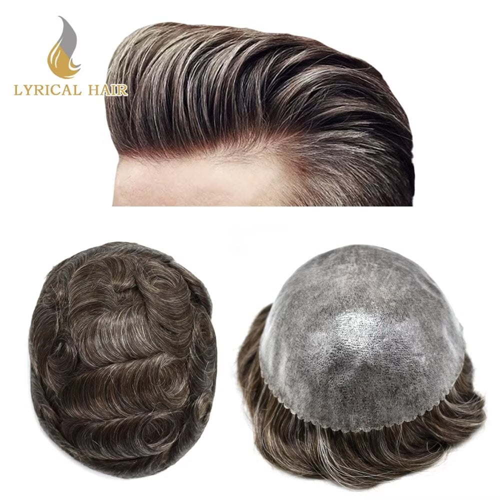 Lyricalhair Toupee for Men Durable Full PU Mens Toupee Human Hair ...