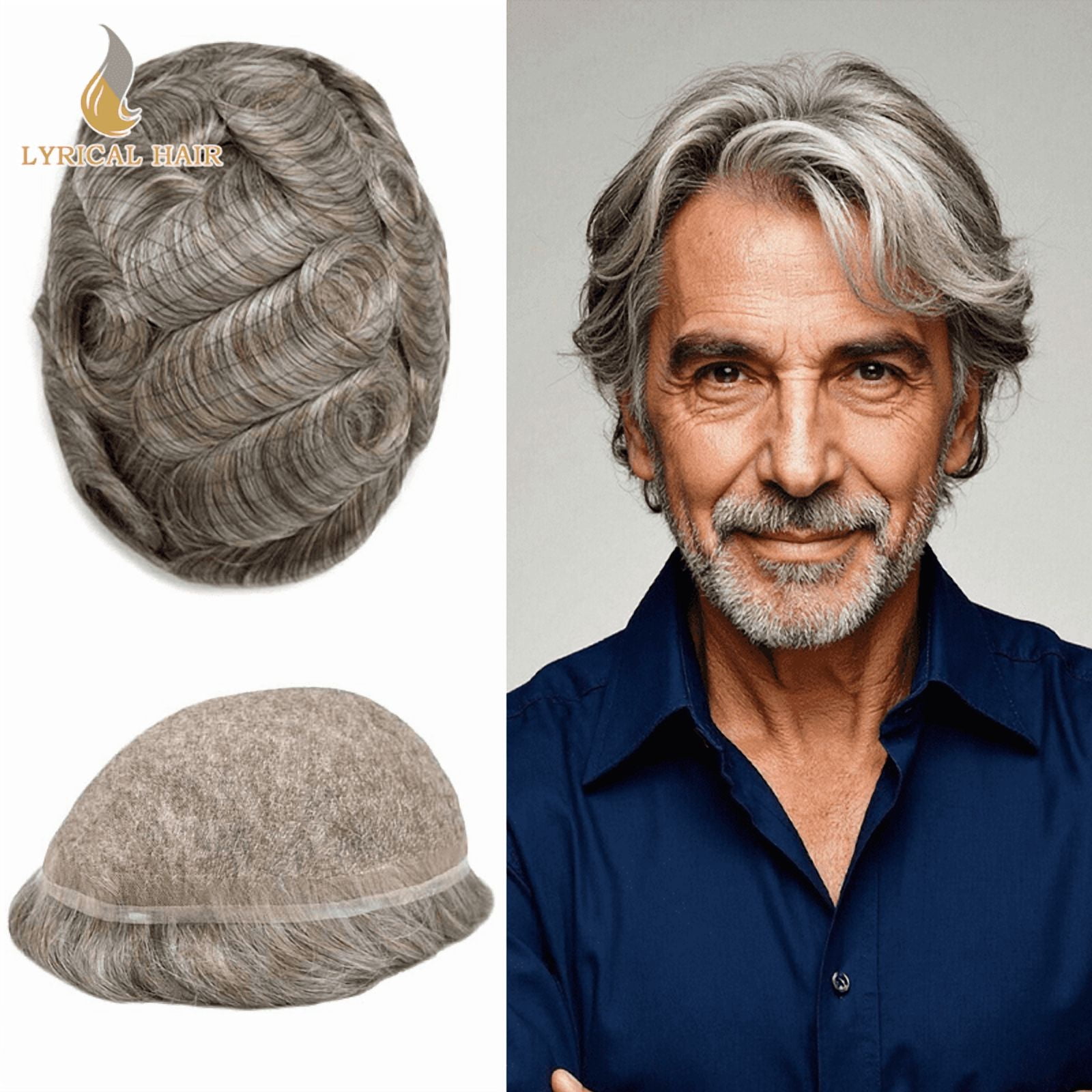 Lyricalhair Toupee for Men Full Lace Hairpieces Human Hair Replacement ...