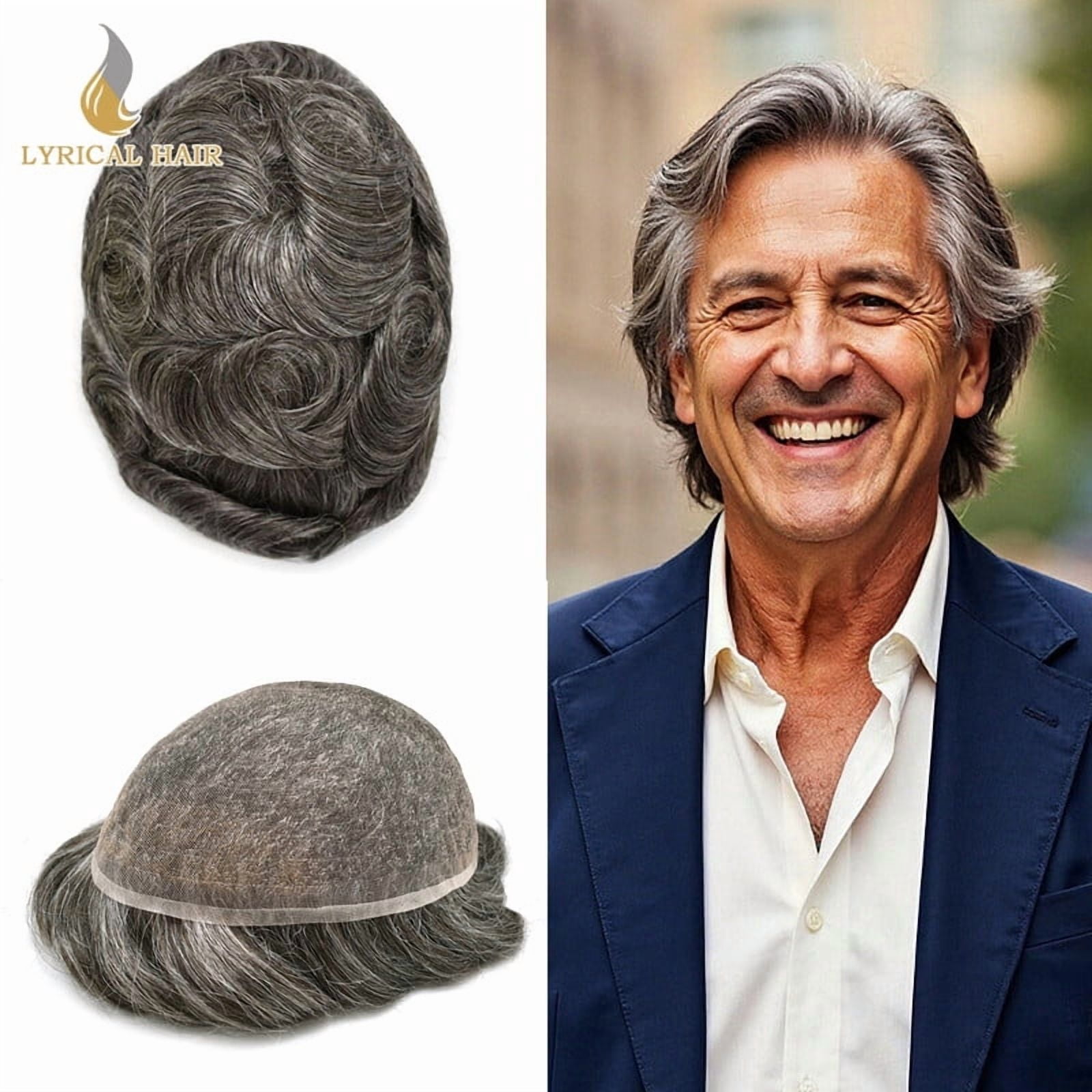 Lyricalhair Toupee for Men Full Lace Hairpieces Human Hair Replacement ...
