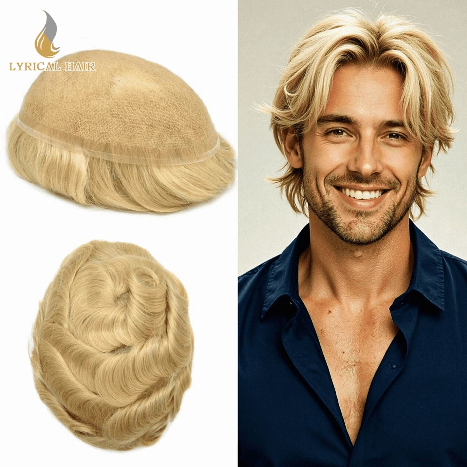 Lyrical Hair Toupee for Men Full Lace Hairpieces Human Hair Replacement ...