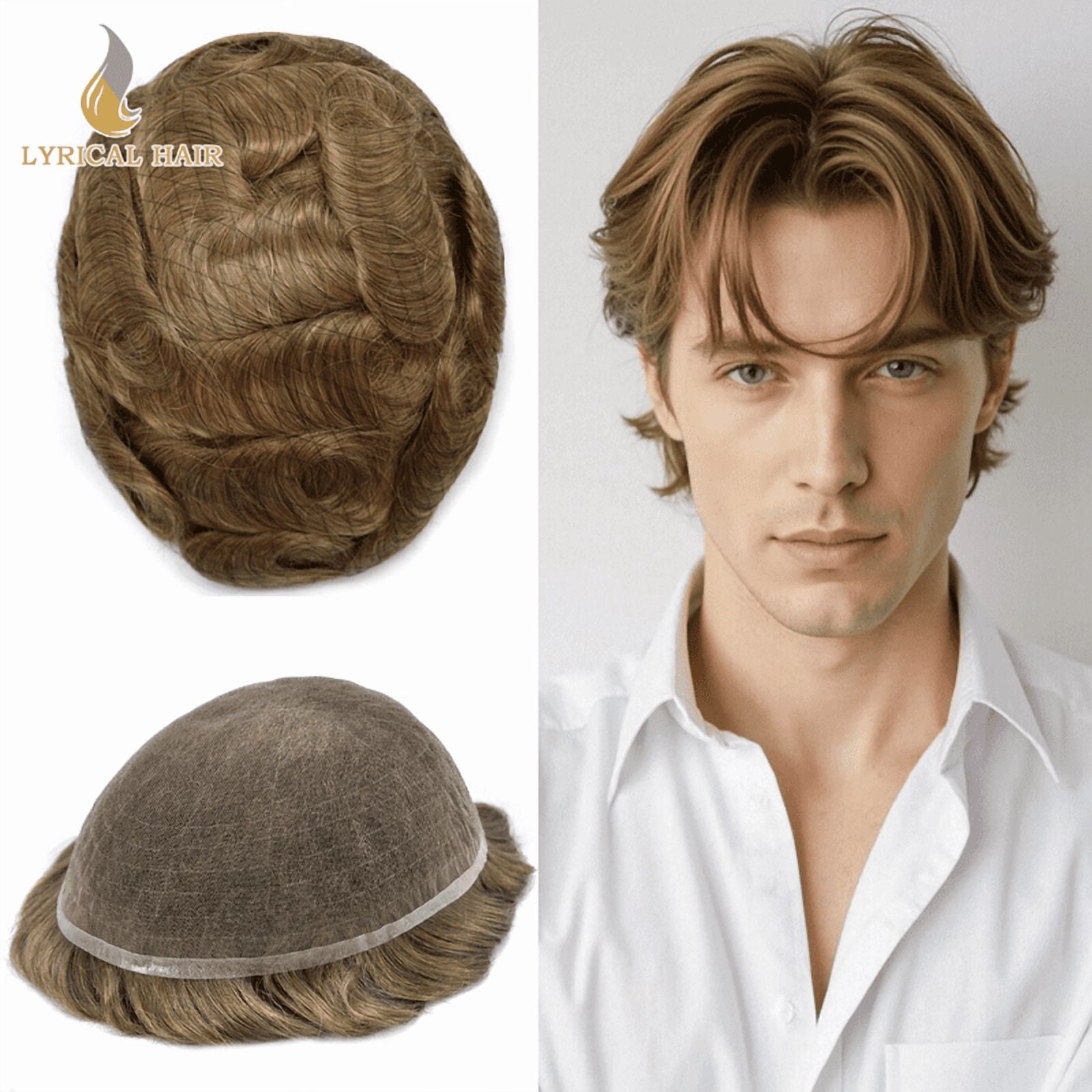 Lyricalhair Toupee for Men Full Lace Hairpieces Human Hair Replacement ...