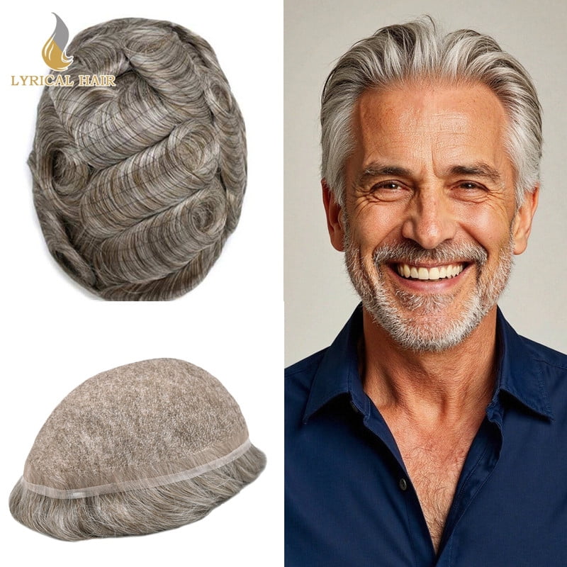 Lyricalhair Toupee for Men Full Lace Hairpieces Human Hair Replacement ...