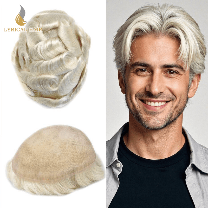 Lyricalhair Toupee for Men Full Lace Hairpieces Human Hair Replacement ...