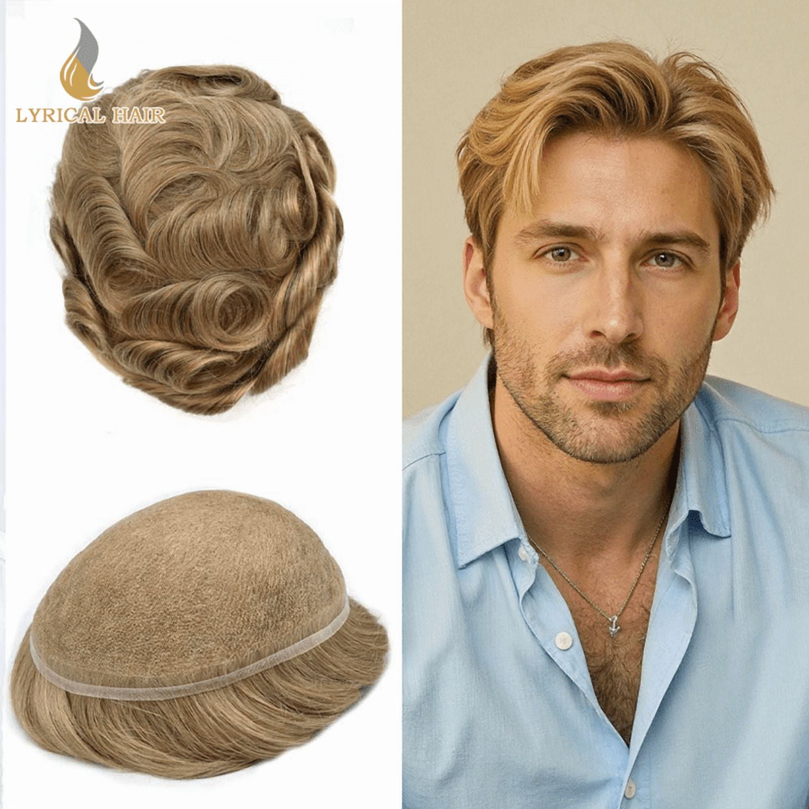 Lyricalhair Toupee for Men Full Lace Hairpieces Human Hair Replacement ...