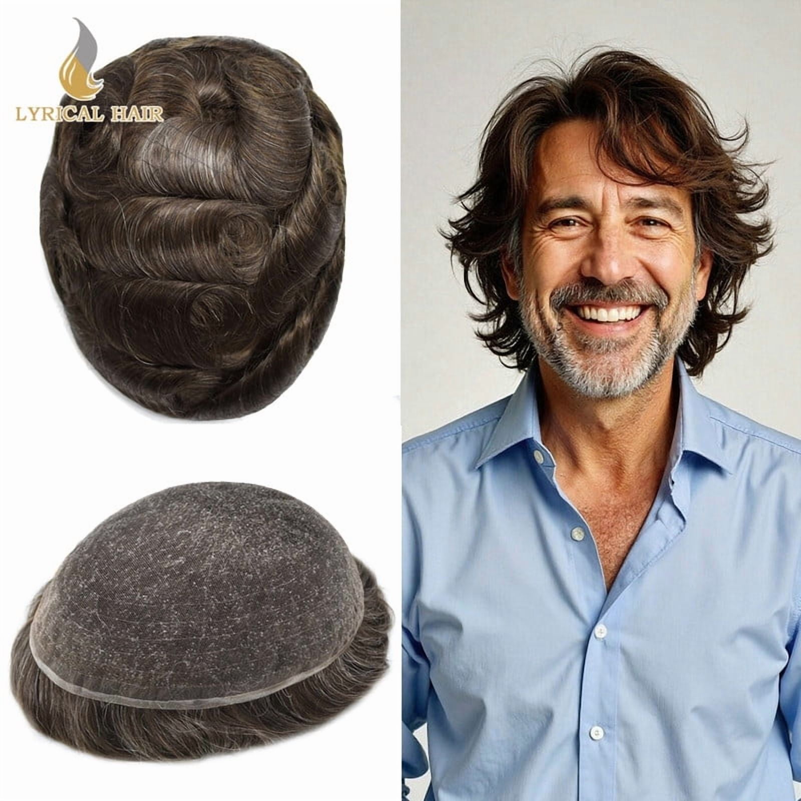 Lyricalhair Toupee for Men Full Lace Hairpieces Human Hair Replacement ...