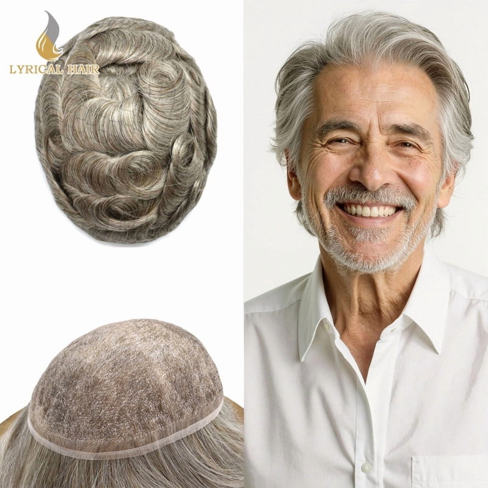 Lyricalhair Toupee for Men Full Lace Hairpieces Human Hair Replacement ...