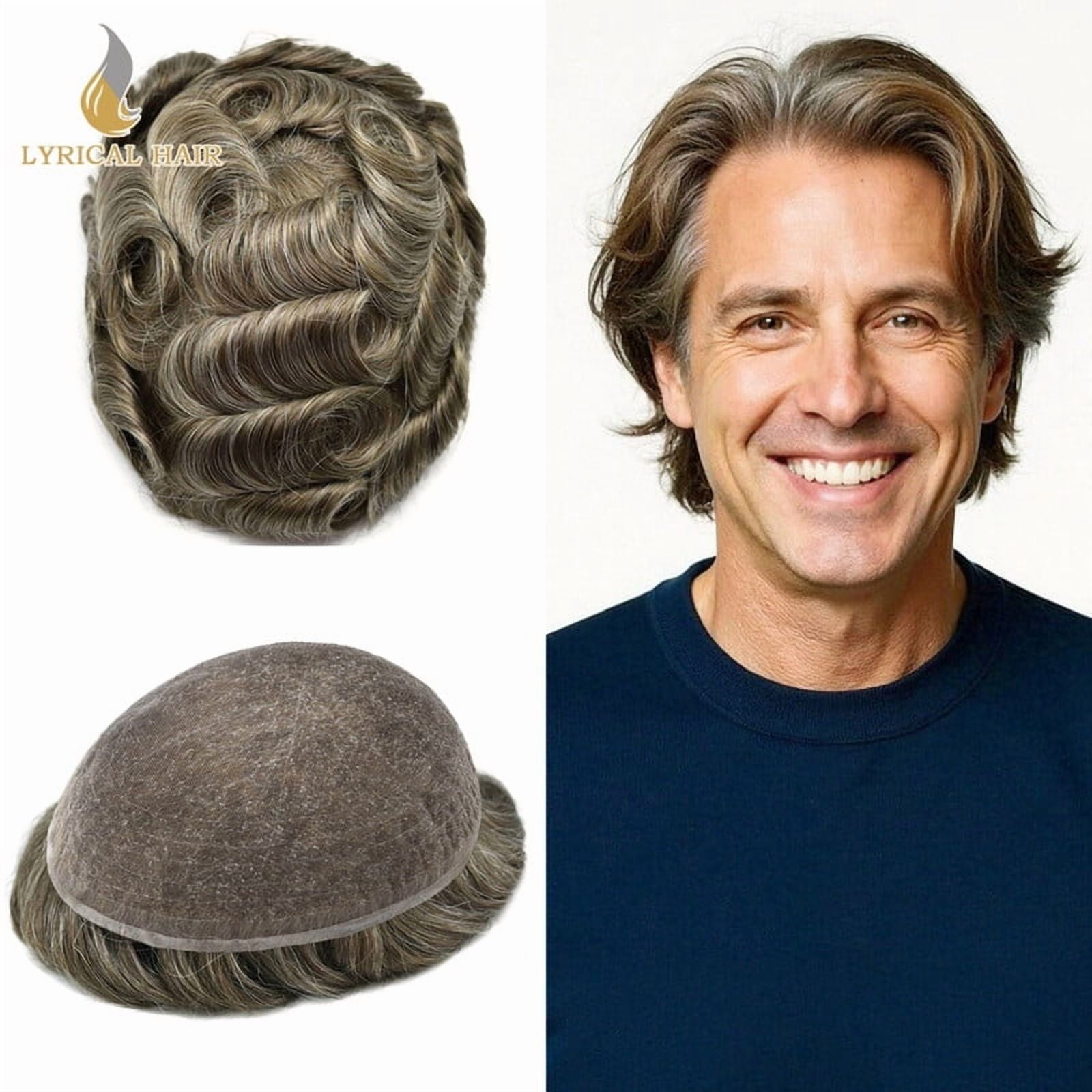 Lyricalhair Toupee for Men Full Lace Hairpieces Human Hair Replacement ...