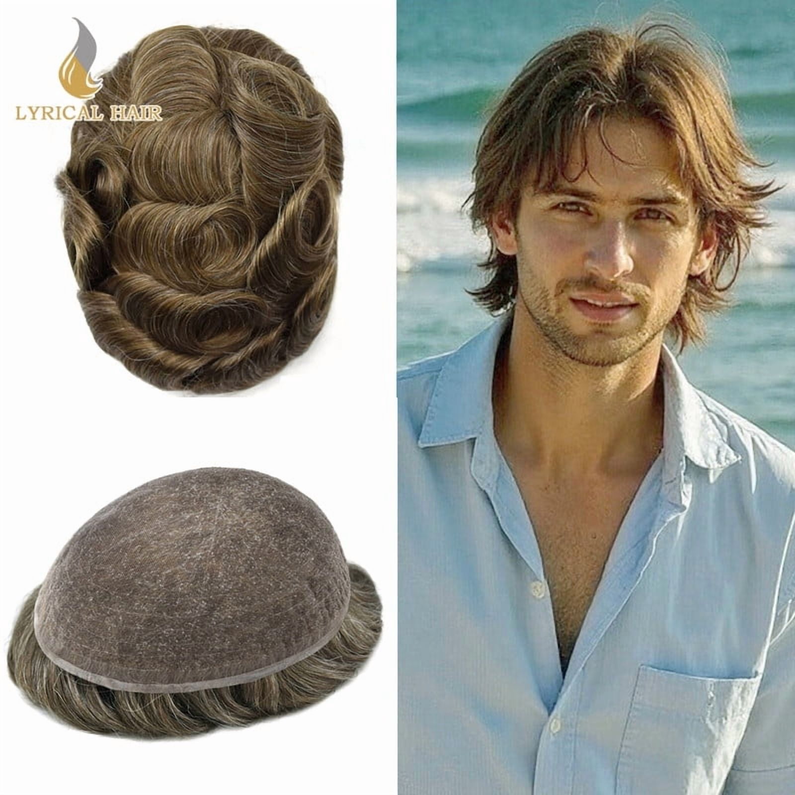Lyricalhair Toupee for Men Full Lace Hairpieces Human Hair Replacement ...