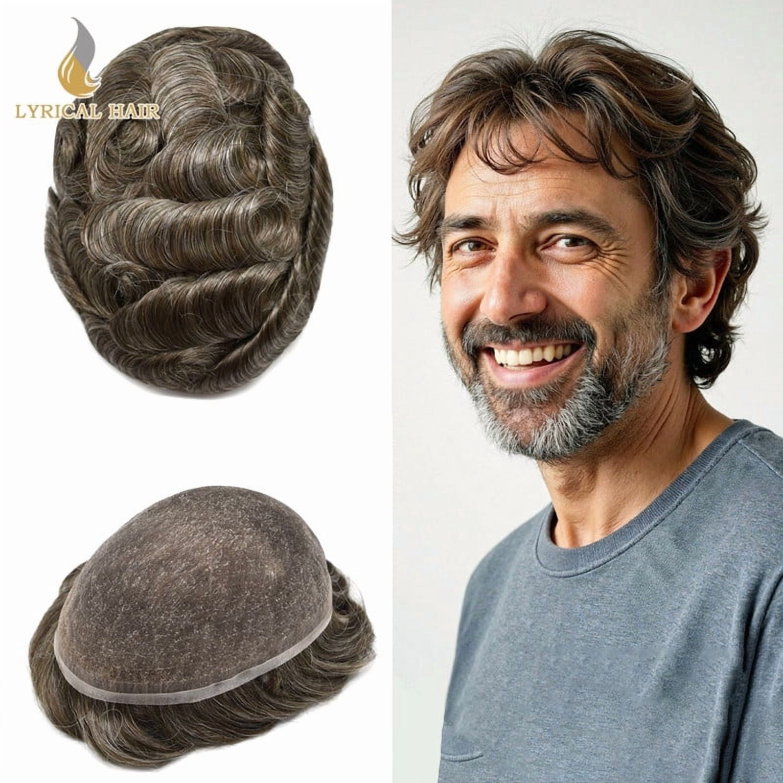 Lyricalhair Toupee for Men Full Lace Hairpieces Human Hair Replacement ...