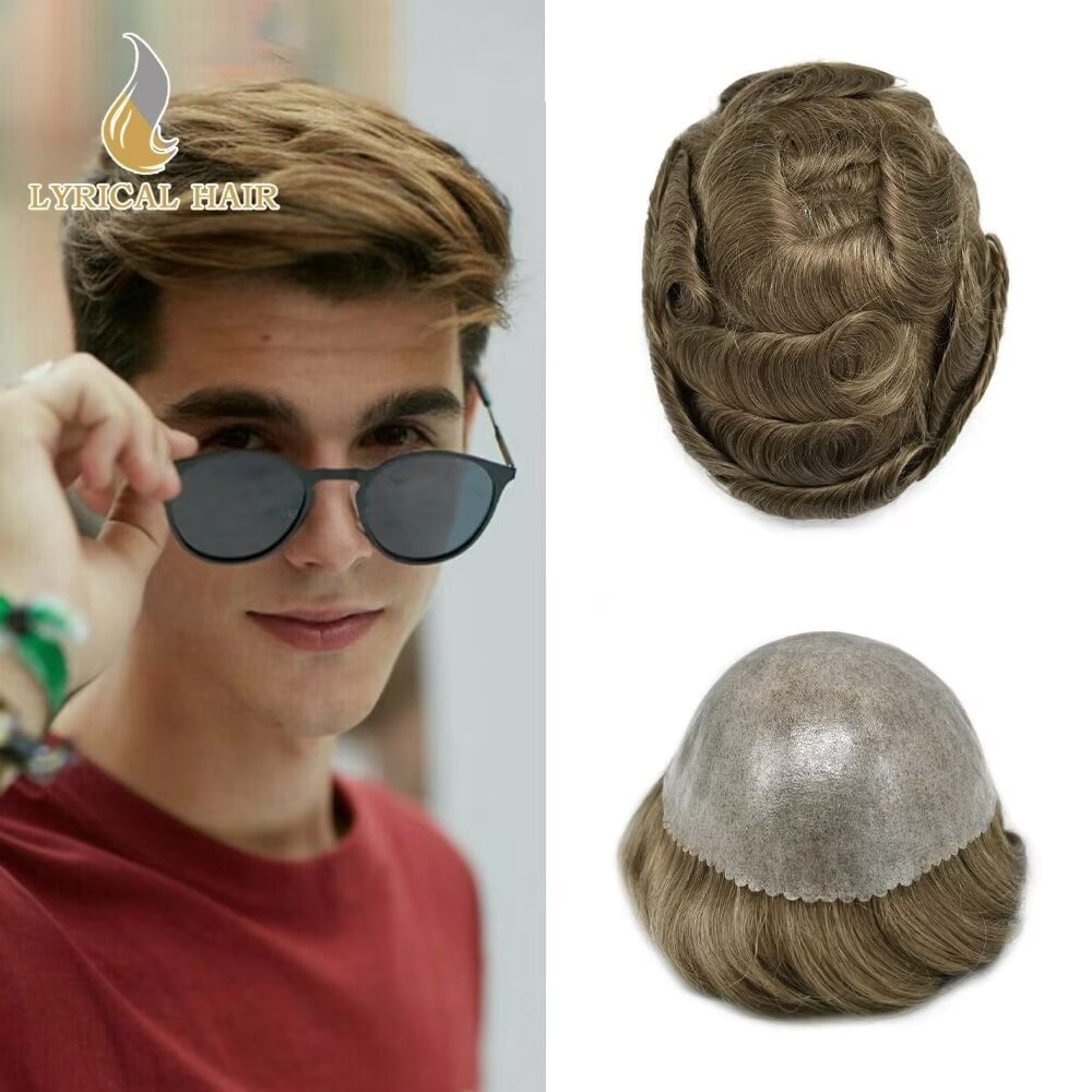 Lyricalhair Toupee for Men Durable Full PU Mens Toupee Human Hair ...