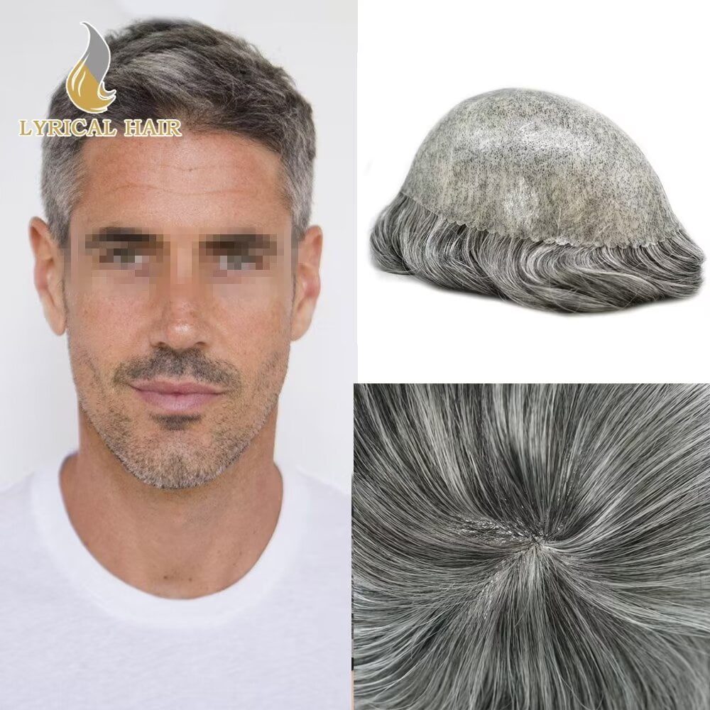 Lyricalhair Toupee for Men Durable Full PU Mens Toupee Human Hair ...