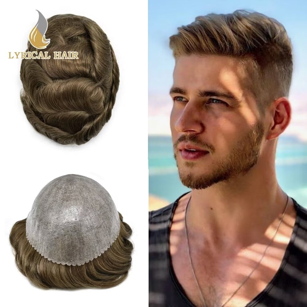 Lyricalhair Toupee for Men Durable Full PU Mens Toupee Human Hair ...