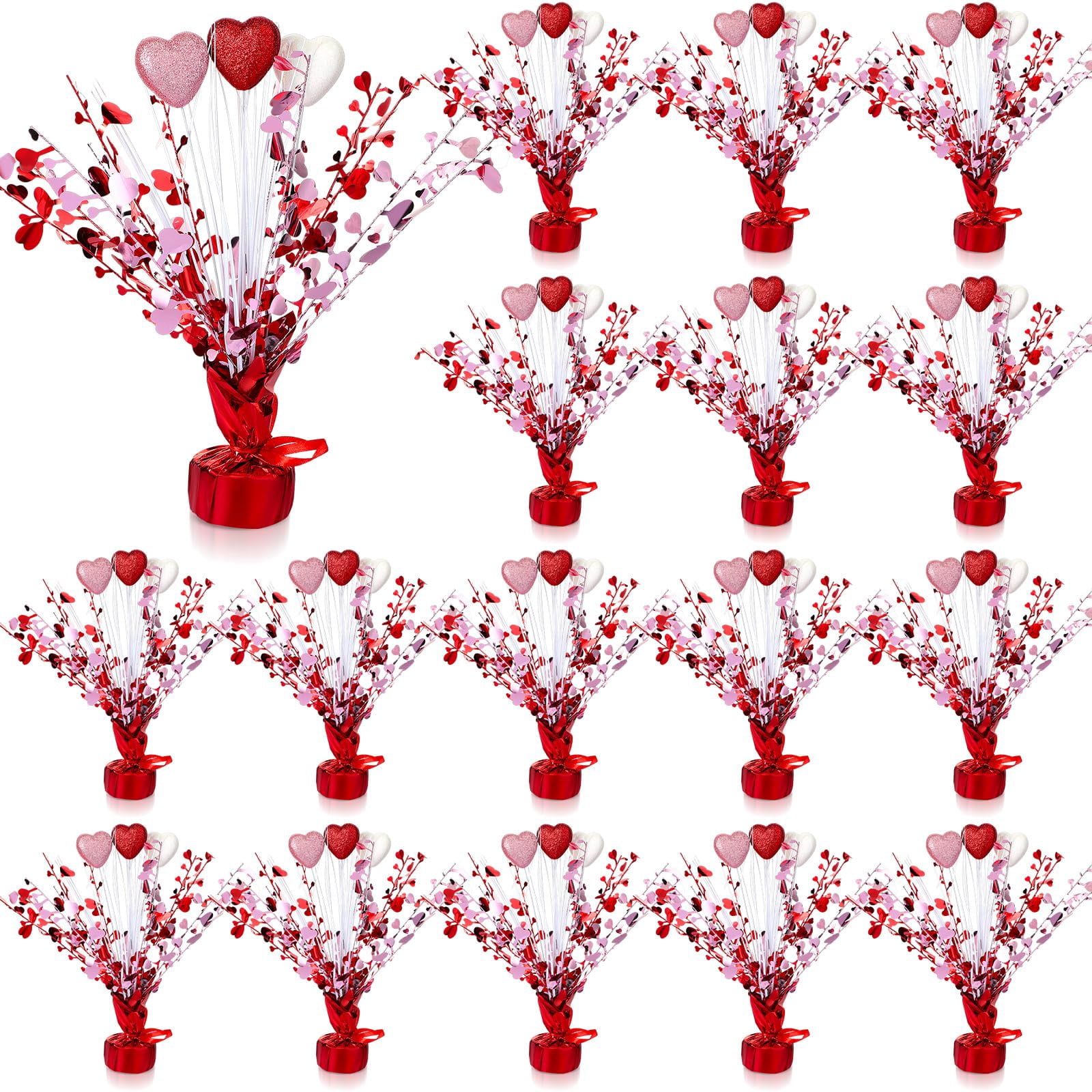 Lyrow 18 Pack Valentine's Day Metallic Foil Spray Centerpieces for ...